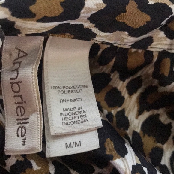 Ambrielle | Intimates & Sleepwear | New Ambrielle Pajamas Top Leopard ...